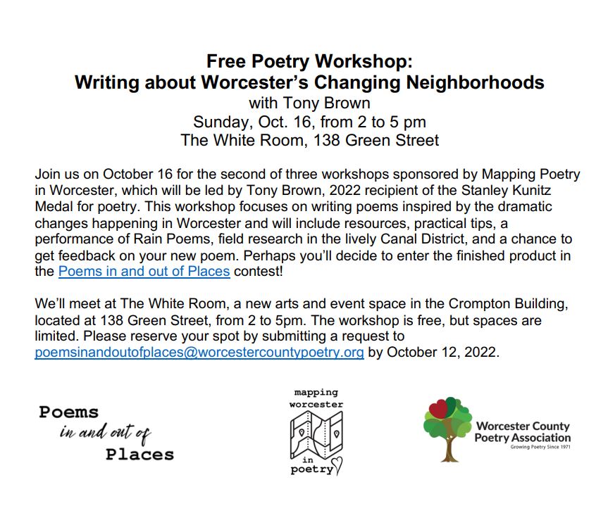 Free Poetry Workshop: Writing about Worcester’s Changing Neighborhoods ...